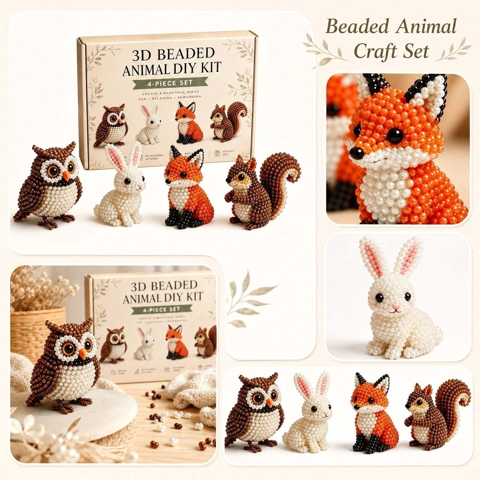 Beading Craft Kit, Small Animal Figurines, Beads for Crafts, Diy ...