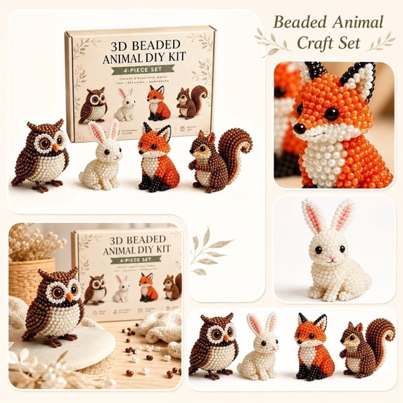 Beading Craft Kit, Small Animal Figurines, Beads for Crafts, Diy ...