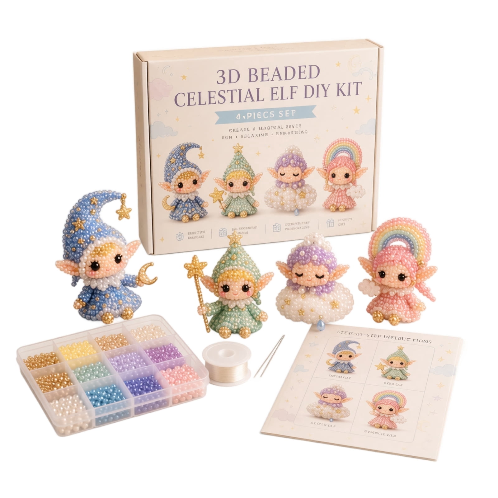 Beading DIY Kit, Includes Colorful Beads, String, Beading Tool ...