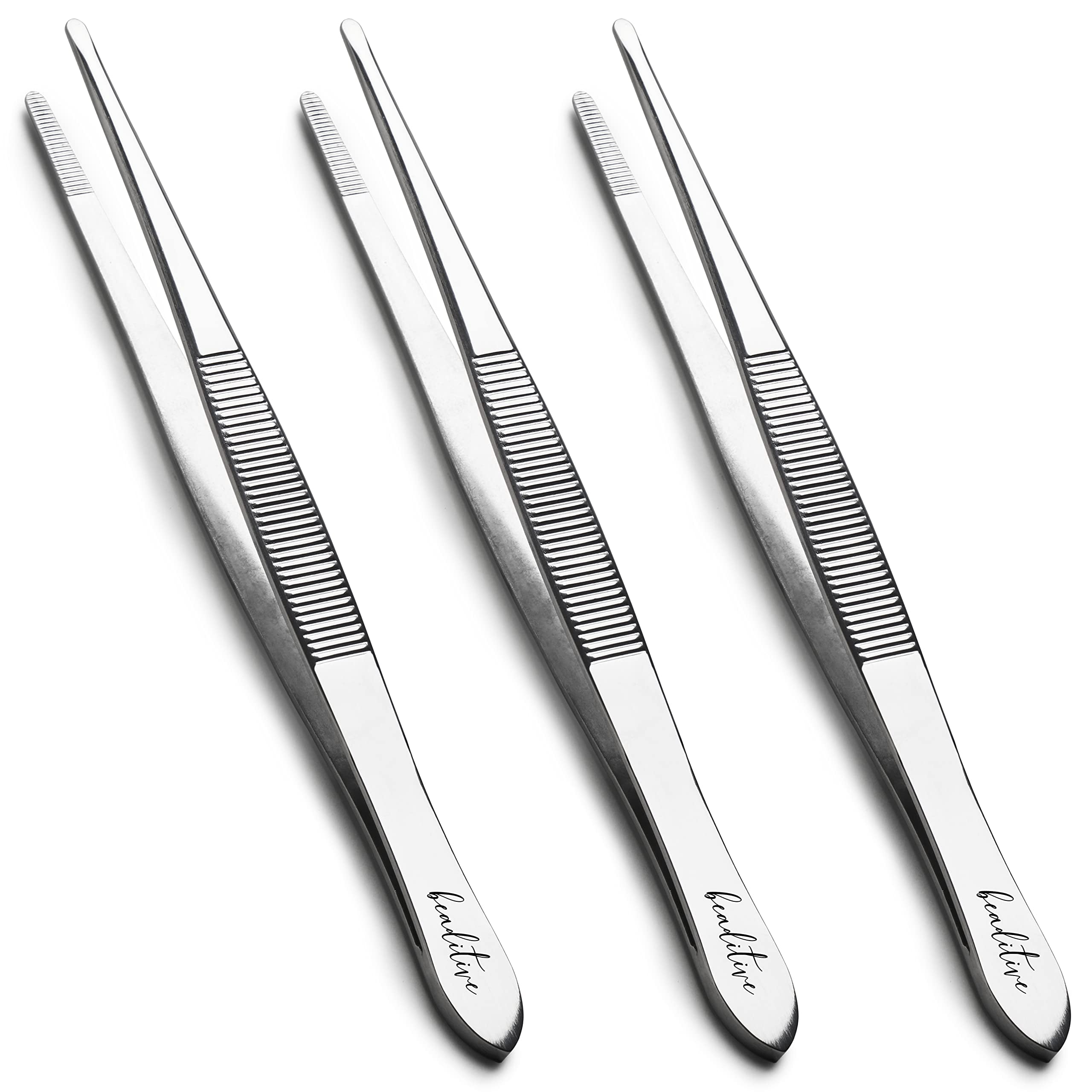 Beaditive 5.5-inch Sewing Machine Tweezers Set (3-pc) Serrated Straight ...