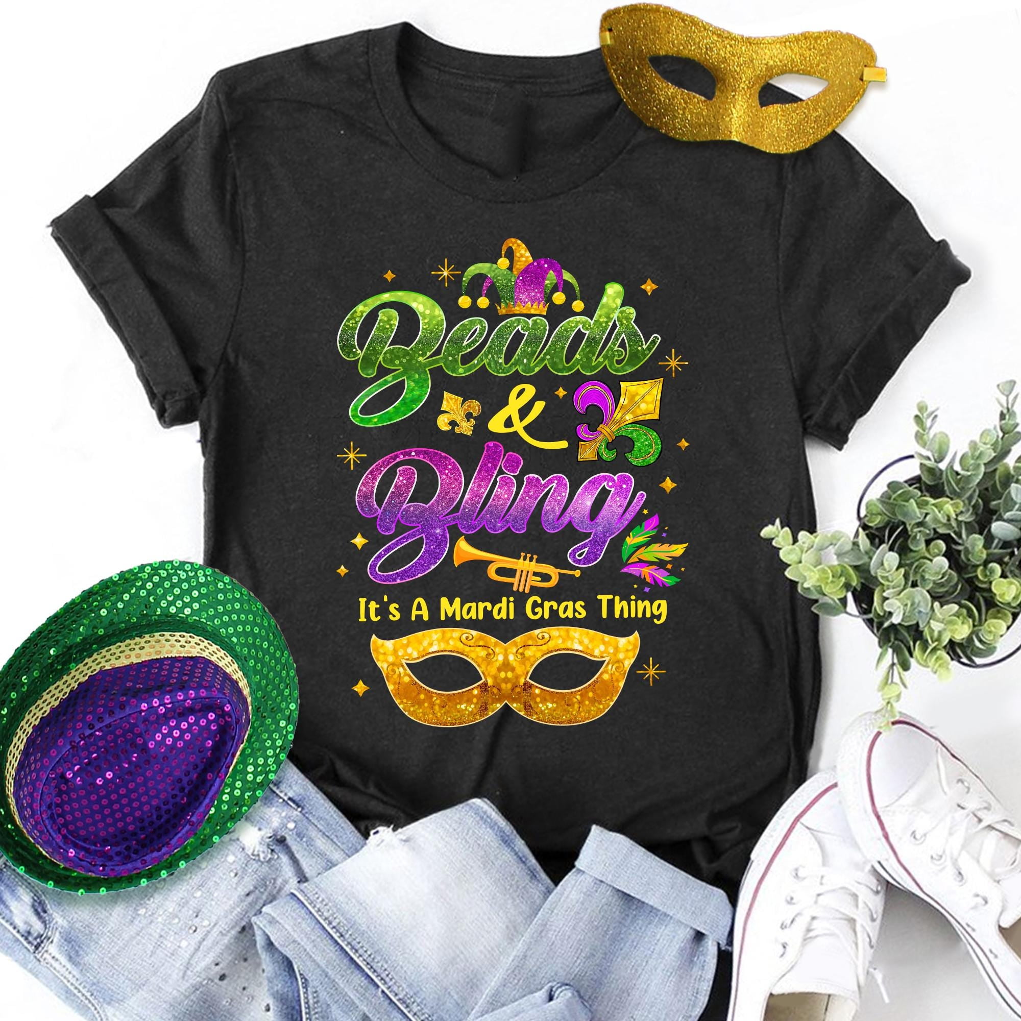 Beads And Bling It's A Mardi Gras T-Shirt, Fat Tuesday Shirt, Mardi ...