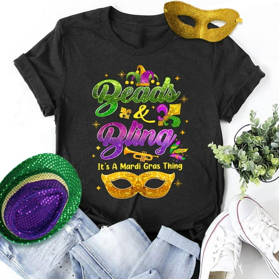 Beads And Bling It's A Mardi Gras T-Shirt, Fat Tuesday Shirt, Mardi ...