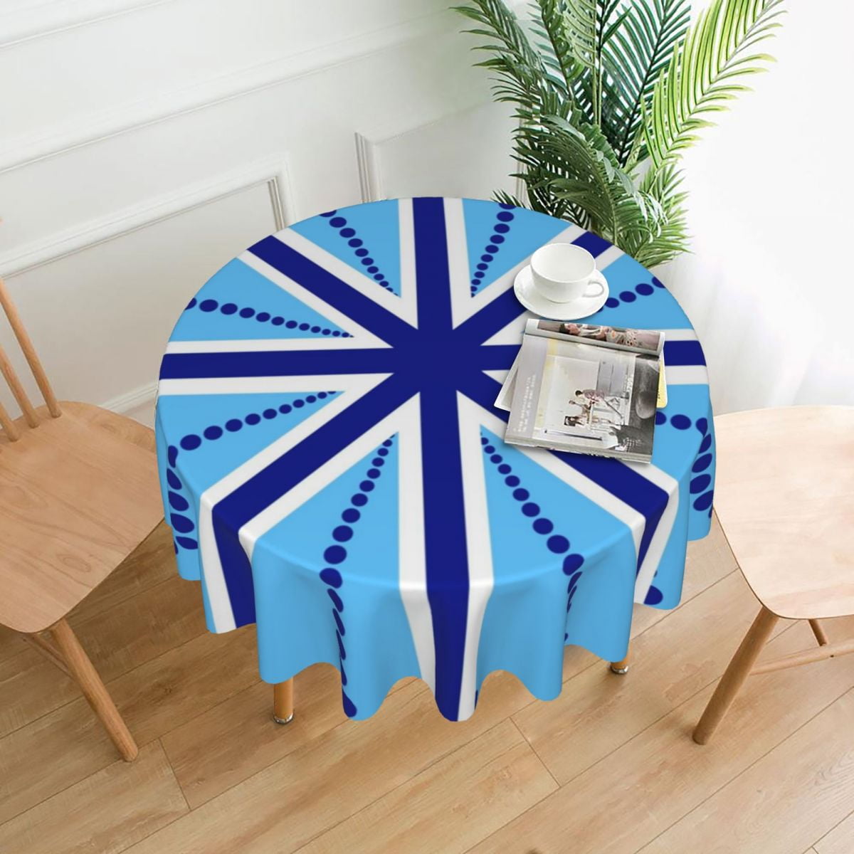 Beads And Stripes Tablecloth Red Gemstone Print Outdoor Round Table ...