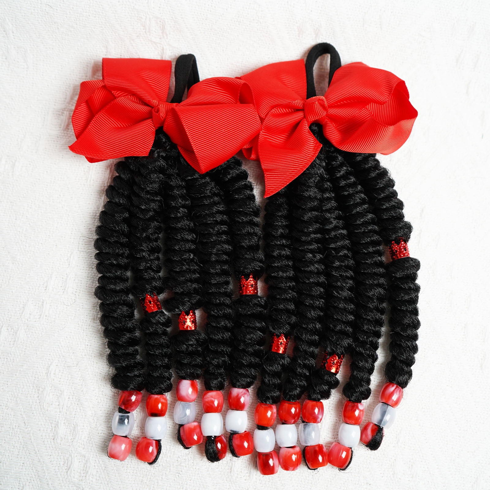 2pcs STHair Twist Dreadlock Ponytails with Beads and Bows, Glueless, Sassy Theme, Coily Hair ...