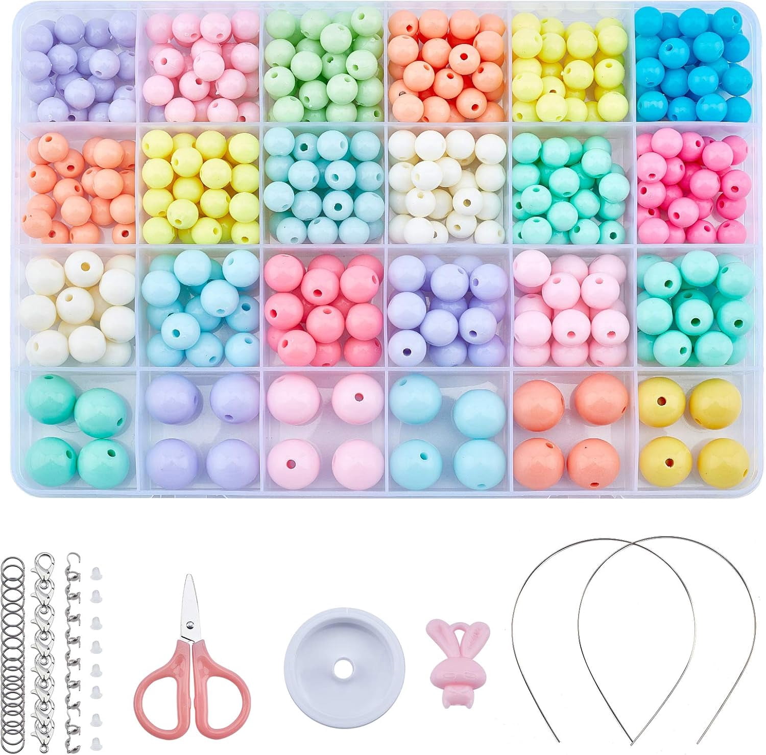 Beads Kits 500pcs Pony Beads 24 Colors Kawaii Rainbow Beads Colorful ...
