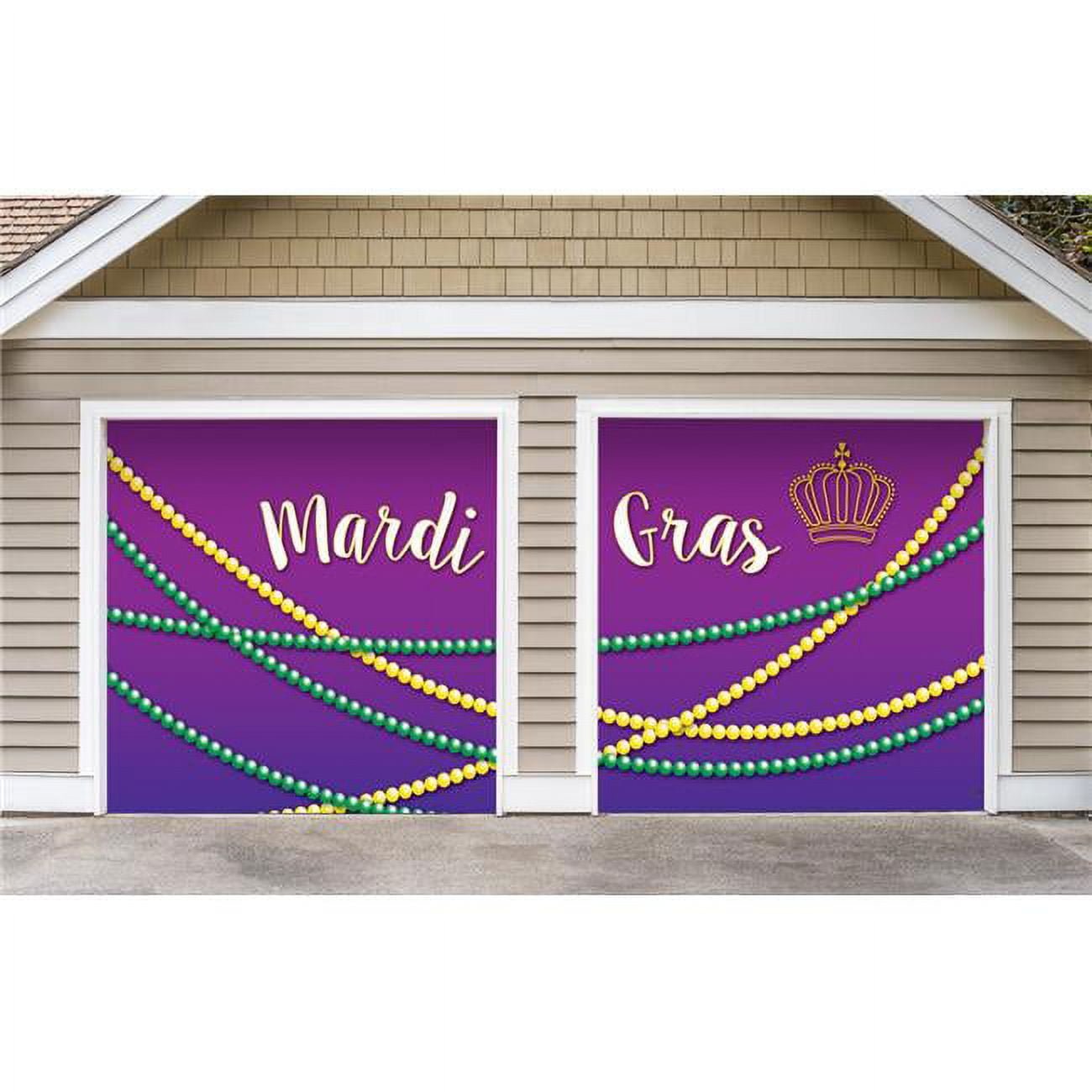 Beads - Mardi Gras 7 ft. x 8 ft. Split Garage Door Decor Banner Mural ...