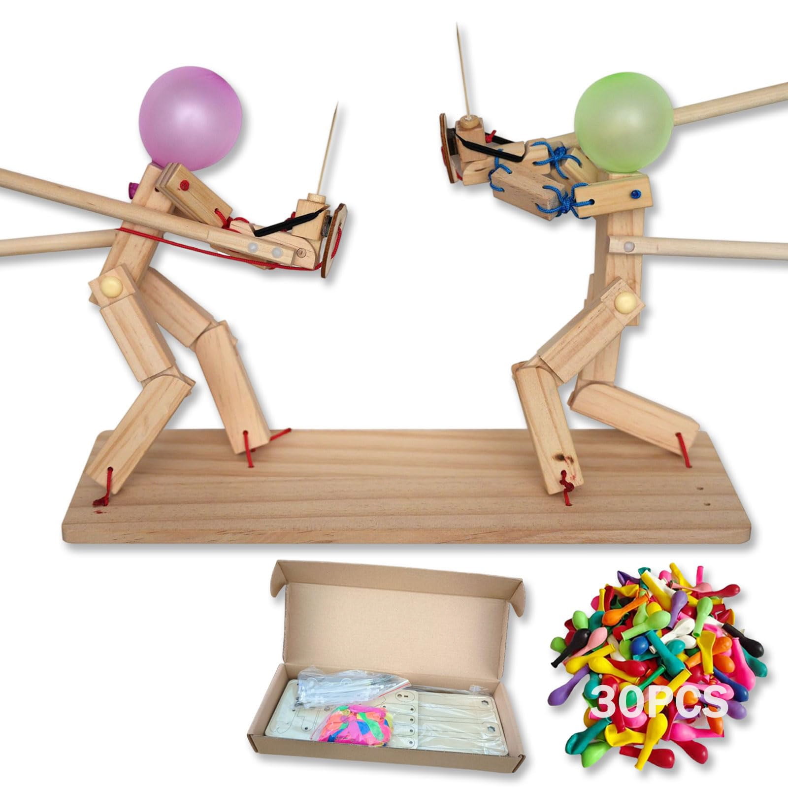 Beads for Toddlers 2-4 Years 2024 Upgraded Fencing Puppets Balloon Game Wooden Fencing Puppets ...