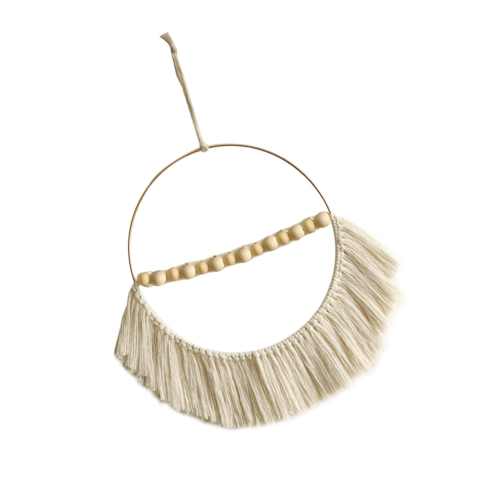 Beads and Handwoven Cotton Tassels Wall Art Large Round Frame Wall ...