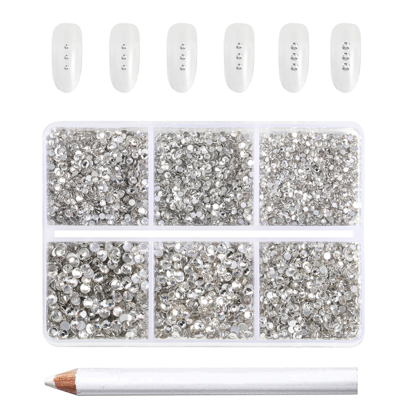 BEADSLAND 7200pcs Clear Flatback Glass Rhinestones, 6 Sizes SS3-SS10 ...