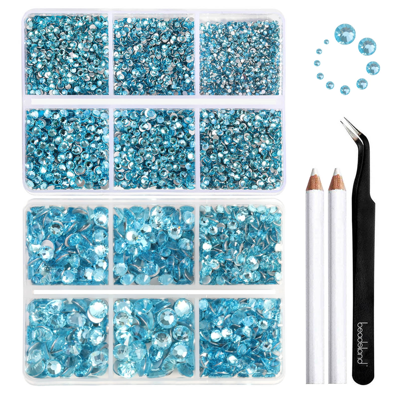 Beadsland 8300PCS Flatback Rhinestones 10 Sizes with Wax Pencil and ...