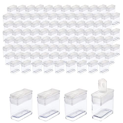 The Beadsmith Clear Plastic Boxes - Rectangle with a Flip Top Cap - 7/16” x 1” x 1” - Use for ...