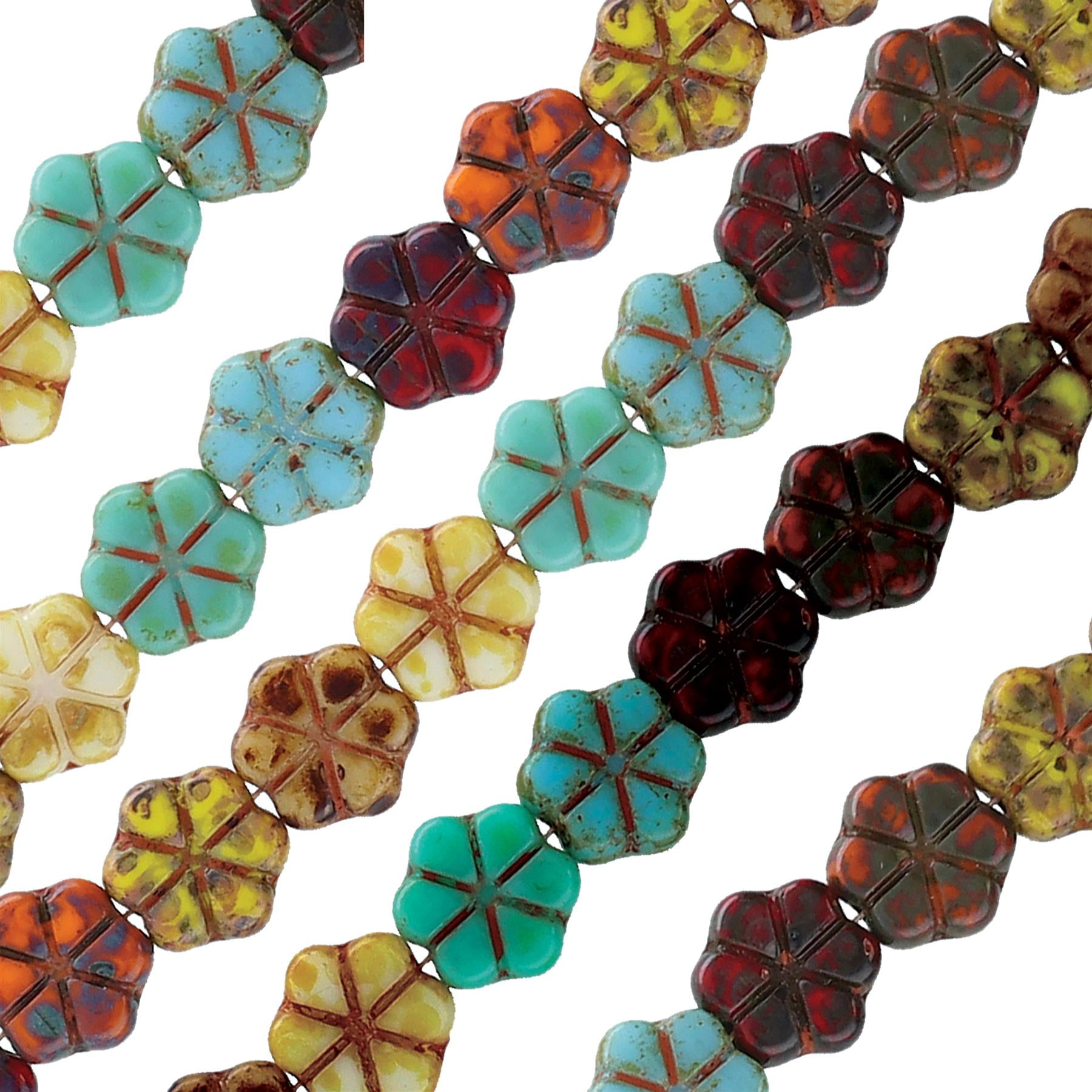 The Beadsmith Czech Glass Strands – Pressed & Table Cut Beads – 6 x 7 ...