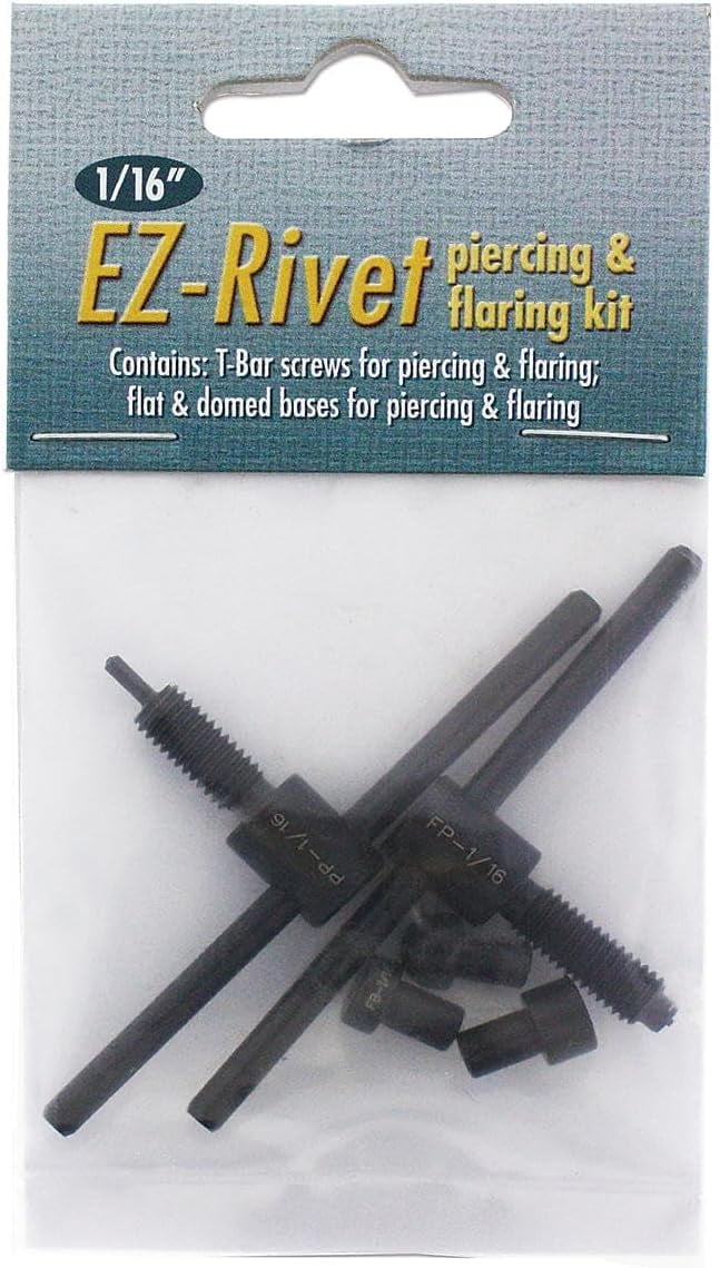 The Beadsmith EZ Rivet Piercing & Flaring Kit -Includes 1/16" T-bar ...