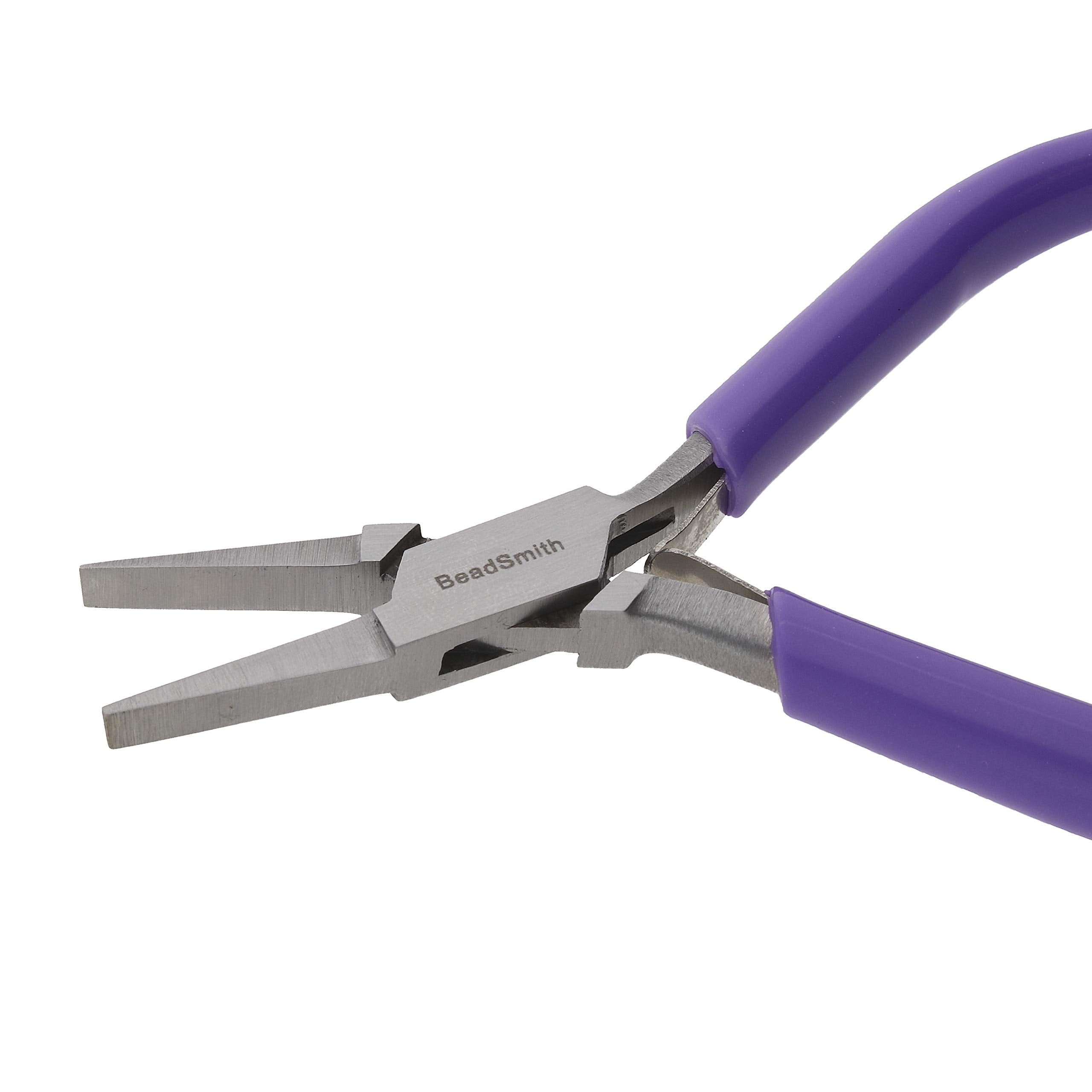 The Beadsmith Flat Nose Pliers – 4.5 inches (114mm) – Purple Vinyl Grip ...