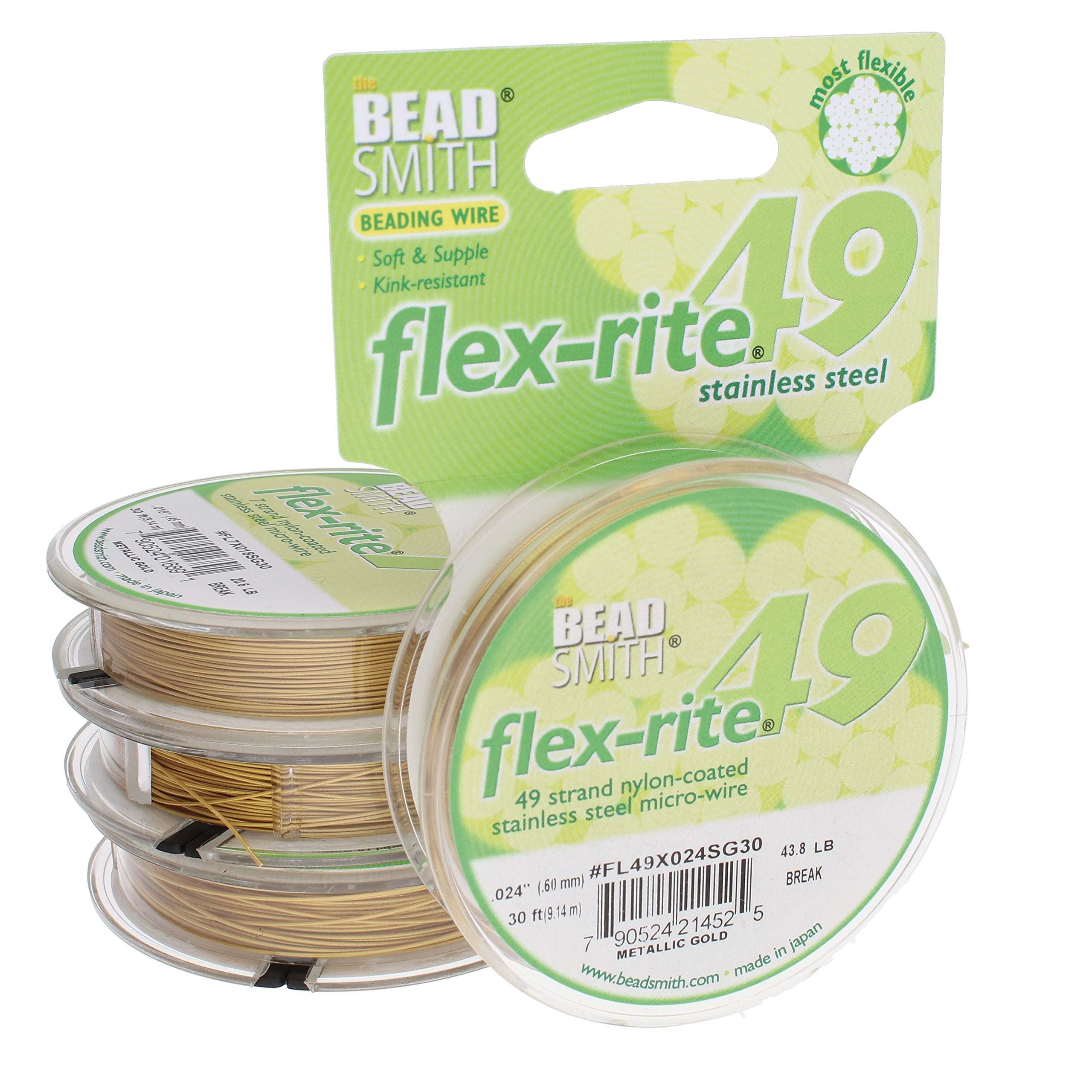 The Beadsmith Flex-Rite Wire – 49 Strand, Nylon Coated, Stainless Steel ...