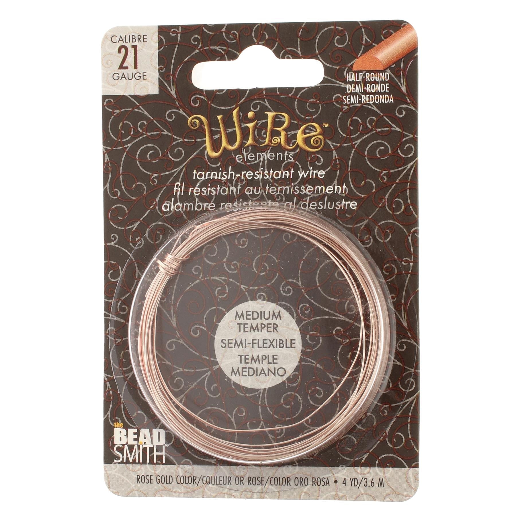 The Beadsmith Half-Round Craft Wire - Medium Temper Beading Wire, Rose ...