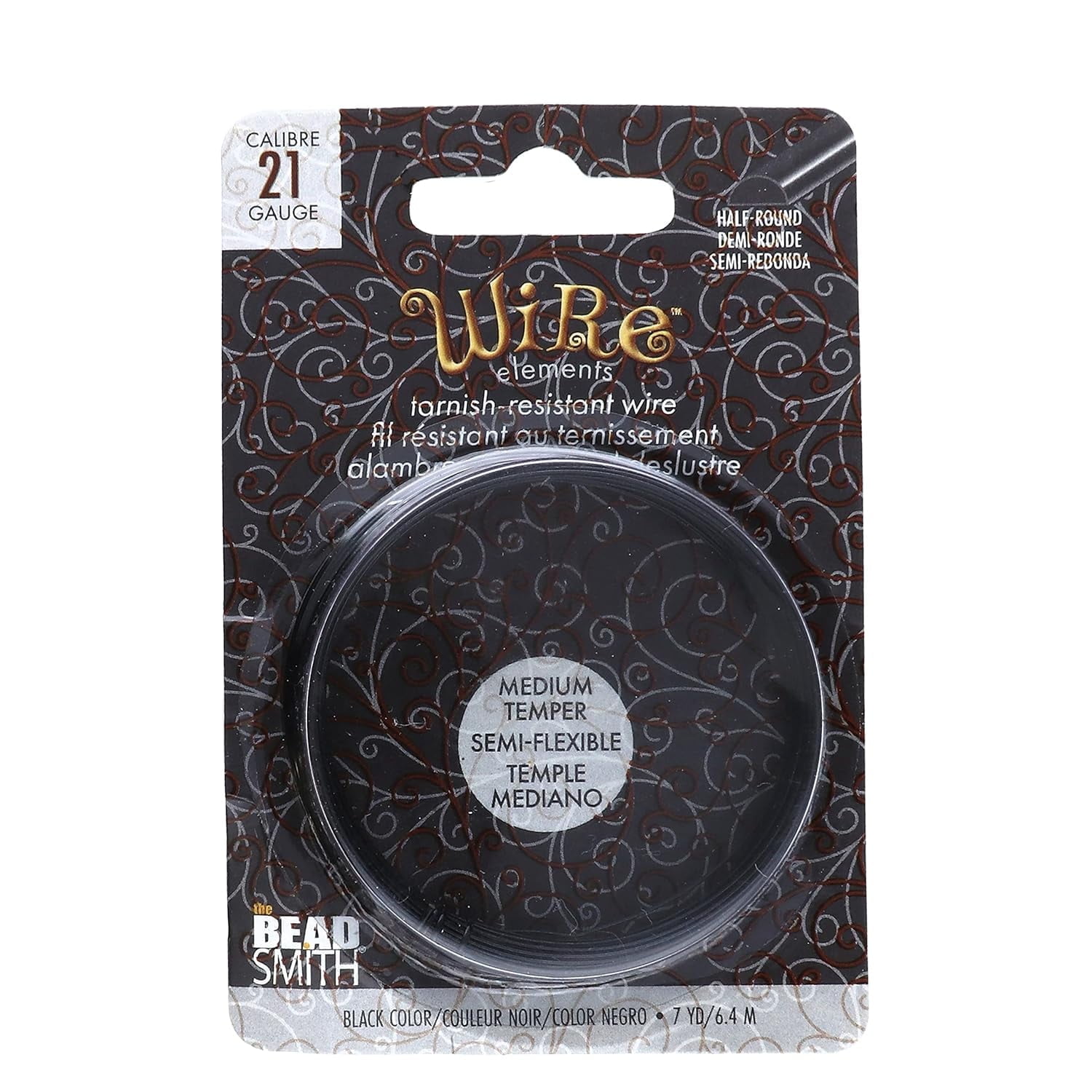 The Beadsmith Half-Round Craft Wire - Medium Temper Beading Wire, Black ...