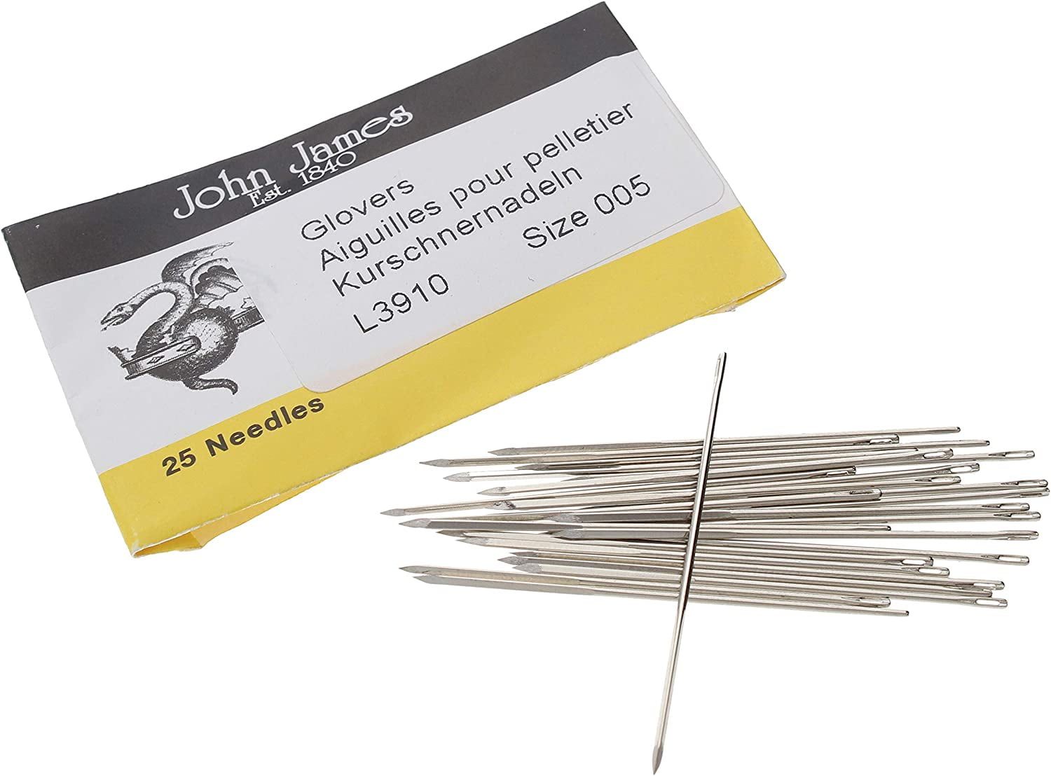 The Beadsmith John James Glovers Needles, Size #5, 40mm in Length and 0 ...