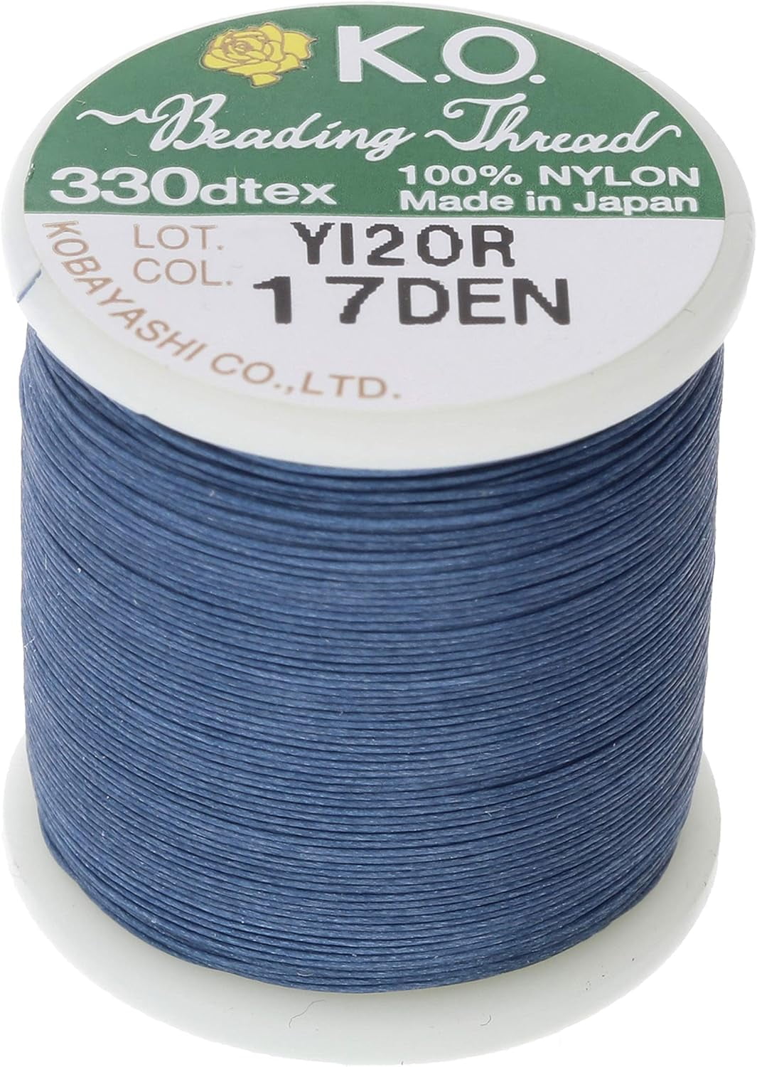 The Beadsmith KO Nylon Beading Thread, Denim Blue Color, Japanese Pre-Waxed 100% Nylon, 330TEX ...