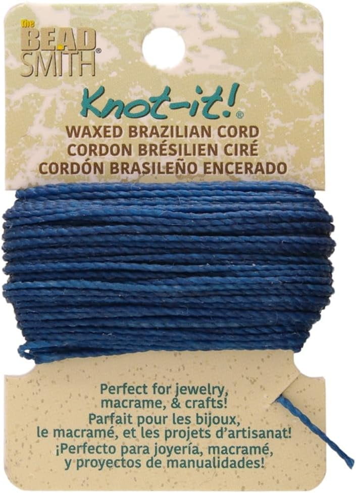 The Beadsmith Waxed Brazilian Cord – Deep Ocean, 0.7 mm Diameter, Light ...