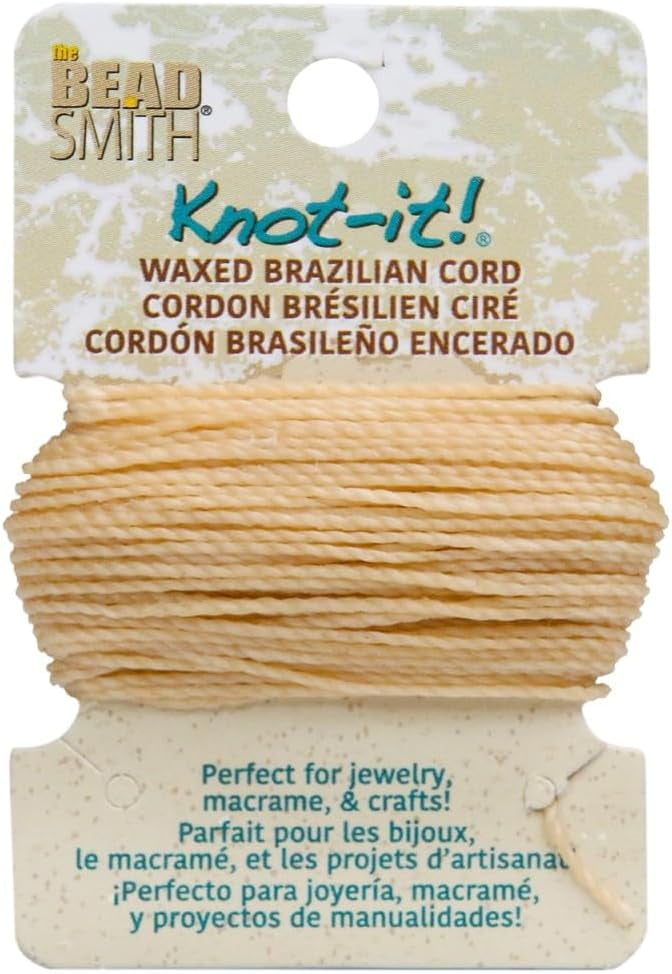 The Beadsmith Waxed Brazilian Cord – Natural, 0.7 mm Diameter, Light ...