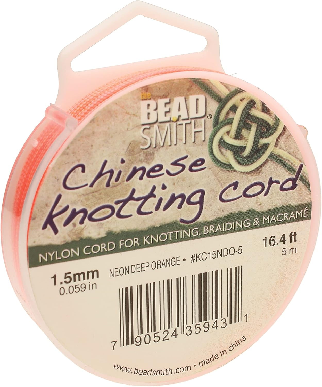 The Beadsmith Knot-it! Cord - Nylon Chinese Knotting Cord – Neon Deep ...