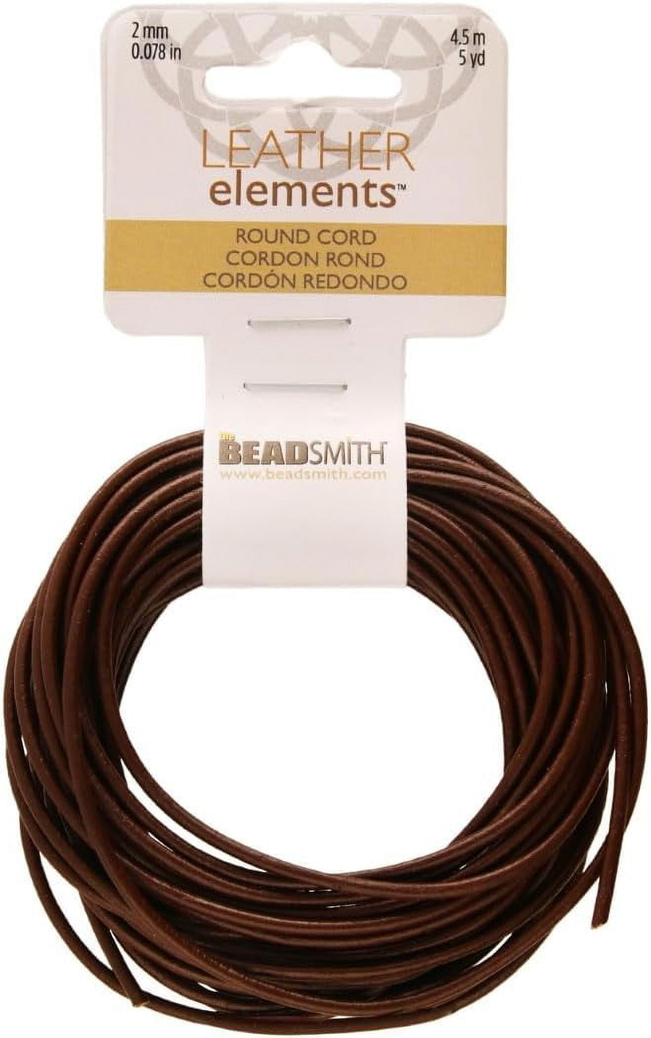 The Beadsmith Leather Cord – Brown – 2mm Spool – 5 Yards/1.52 Meters ...