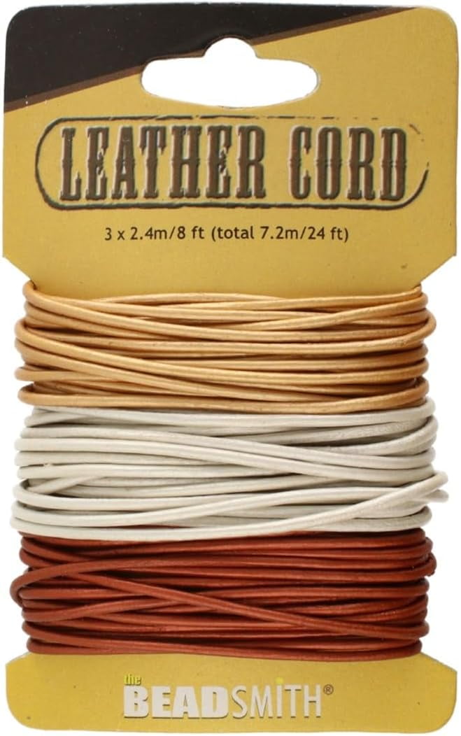 The Beadsmith Leather Cord – Copper, Gold & Silver Metallic Mix – 1.5mm ...