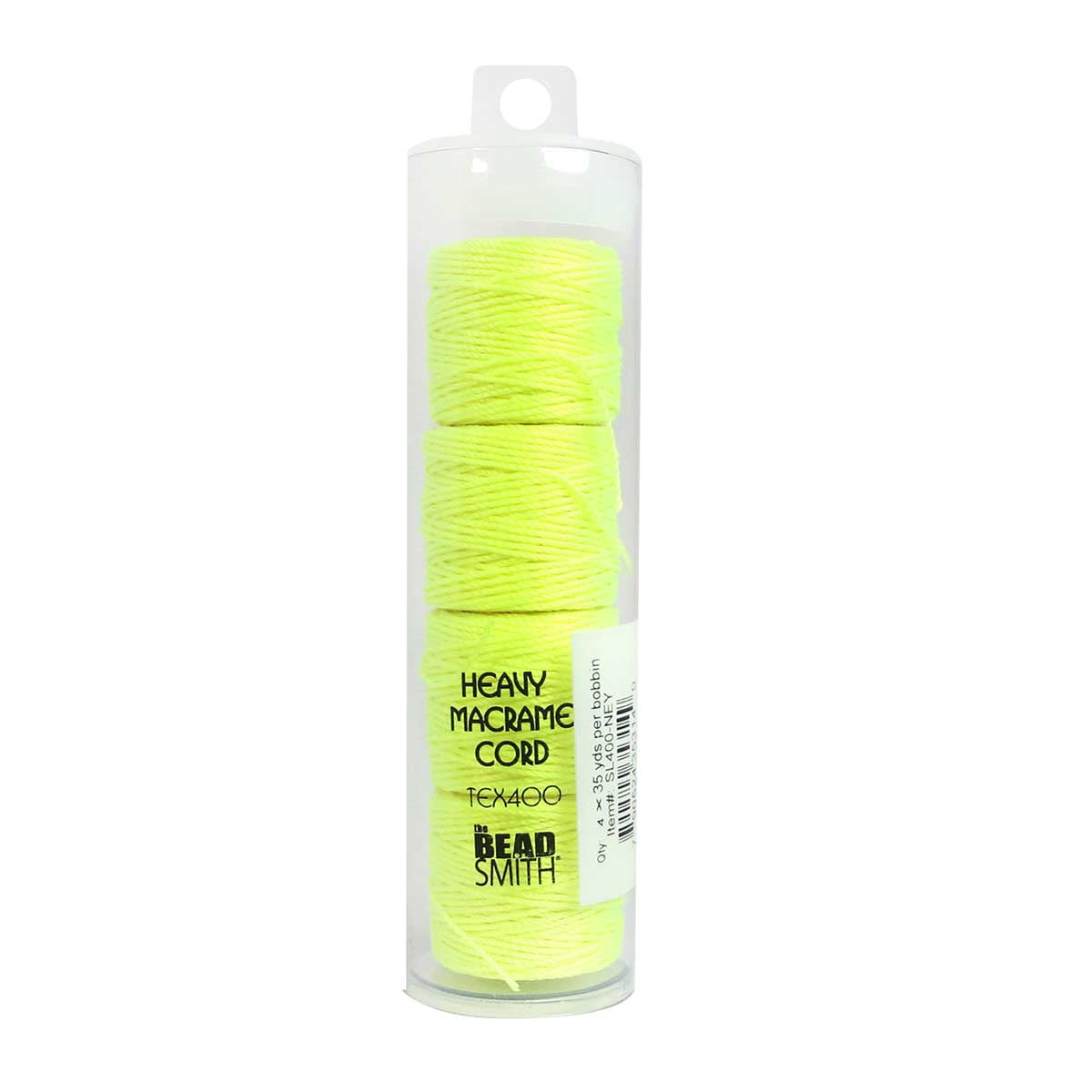 The Beadsmith S-Lon Heavy Nylon Cord – Neon Yellow Color – TEX400, .9mm ...