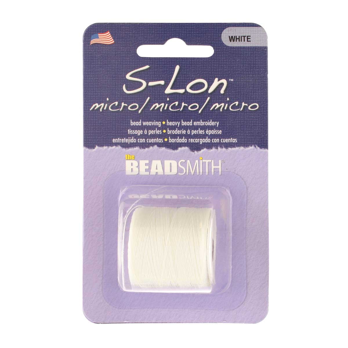 The Beadsmith S-Lon Nylon Micro Cord – White Color – TEX70, .12mm ...