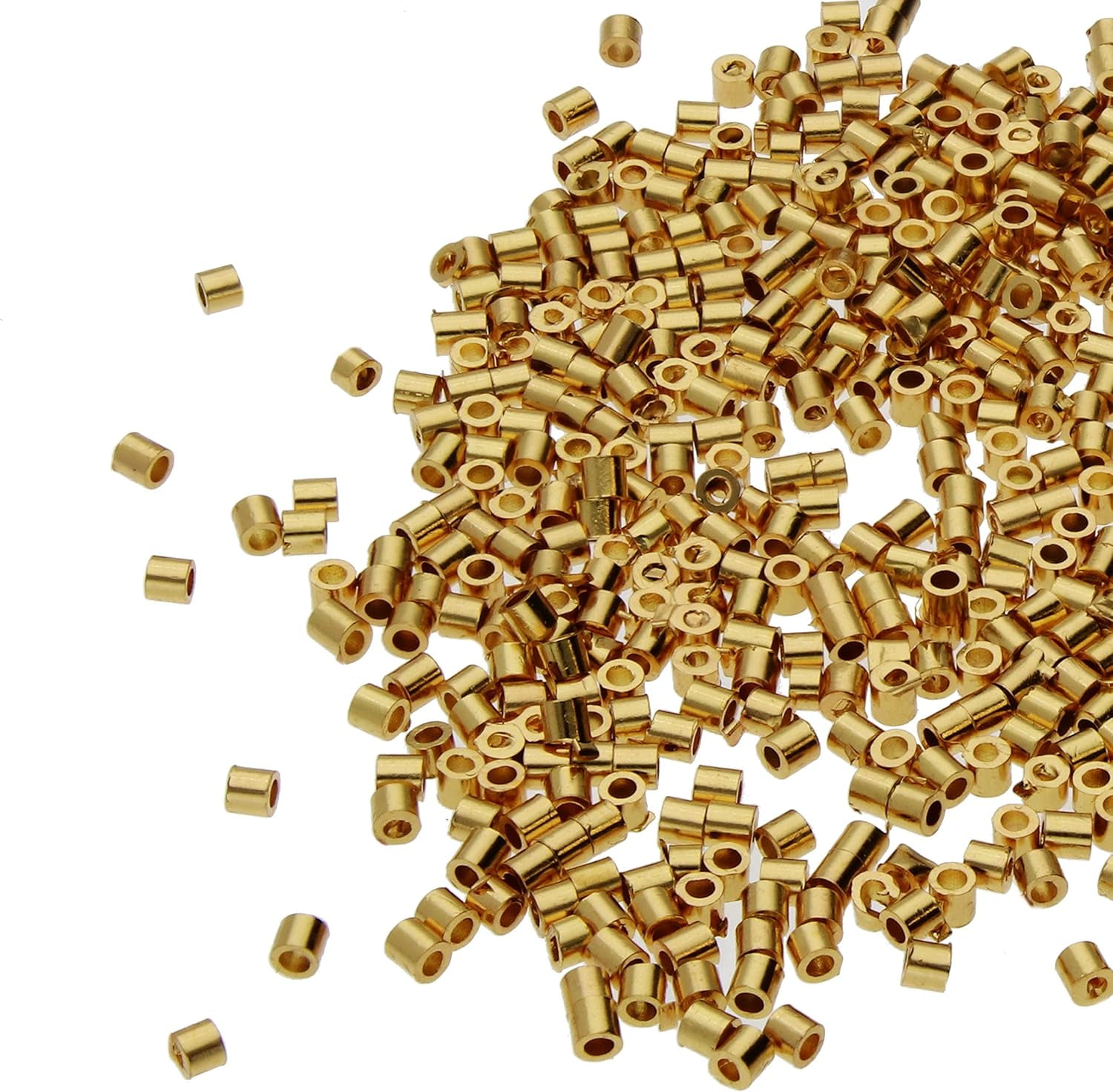 The Beadsmith Tube Crimp Beads, 1.5 x 1.5mm, 800 Pieces, Gold Color ...