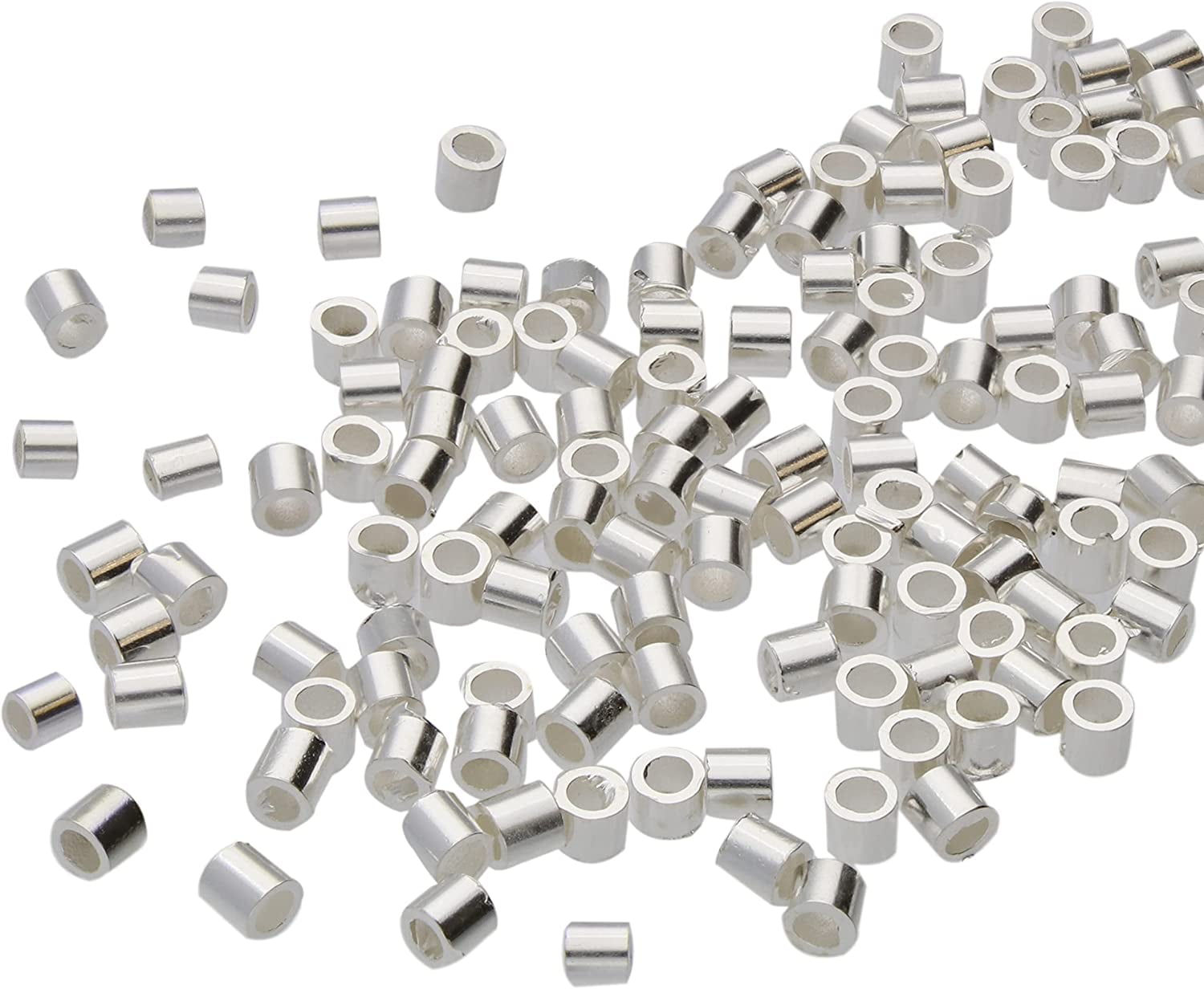 The Beadsmith Tube Crimp Beads, 2.5 x 2.5mm, 0.5oz Bag, Silver Color ...