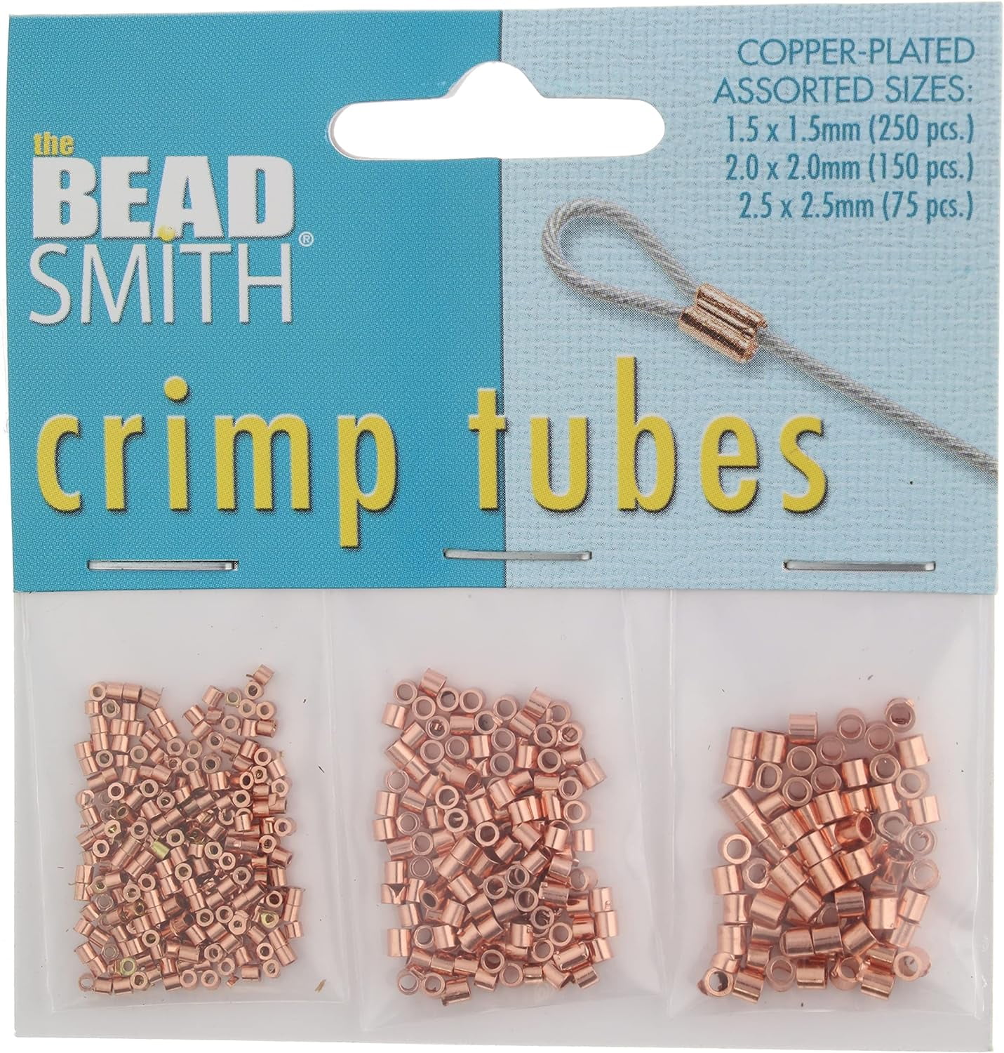 The Beadsmith Tube Crimp Beads, Assorted Sizes, Copper Color, Uniform ...