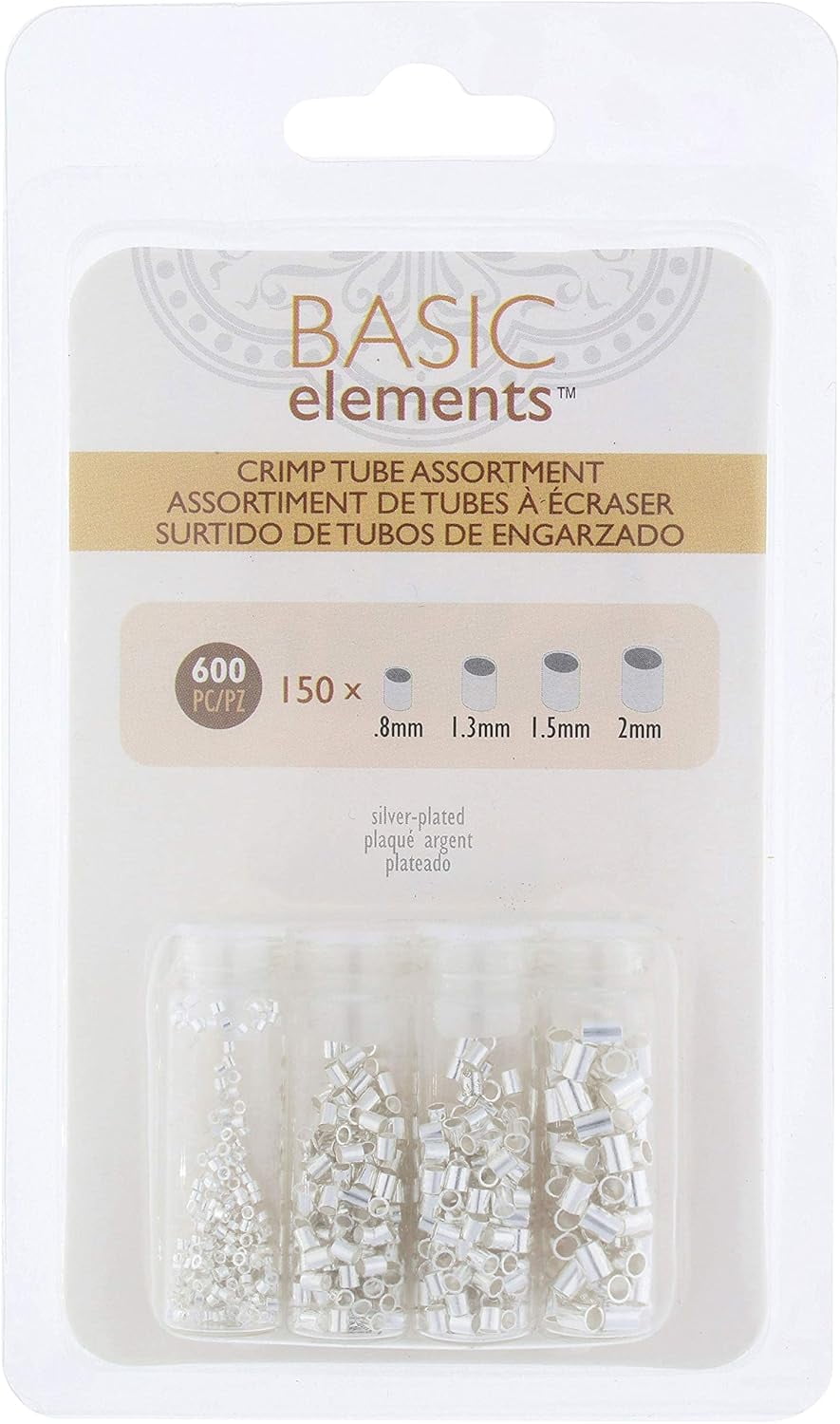 The Beadsmith Tube Crimp Beads, Basic Elements, 4 Vials in Assorted ...
