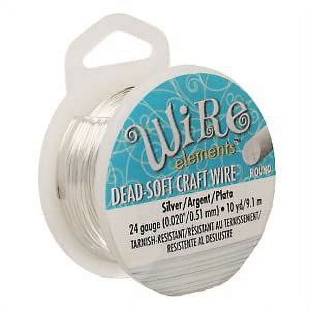 The Beadsmith Wire Elements Craft Wire, Silver, 0.51mm, 24 Gauge, 10 ...