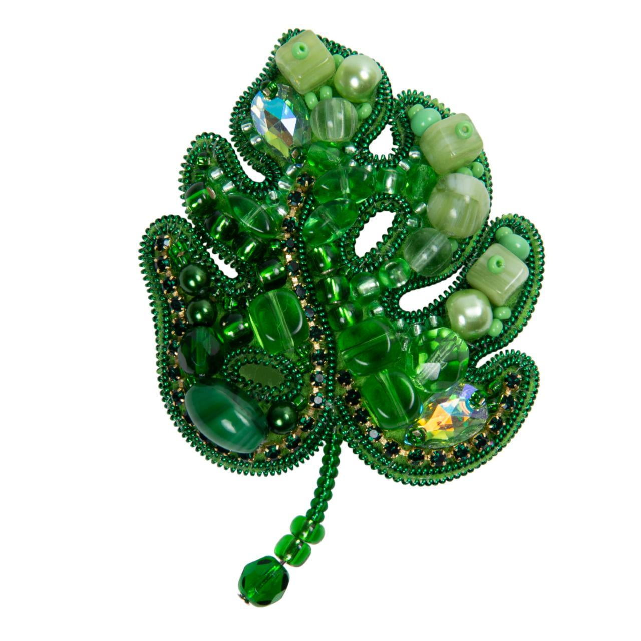 Beadwork kit for creating brooch Crystal Art Monstera BP-345C - Walmart.com