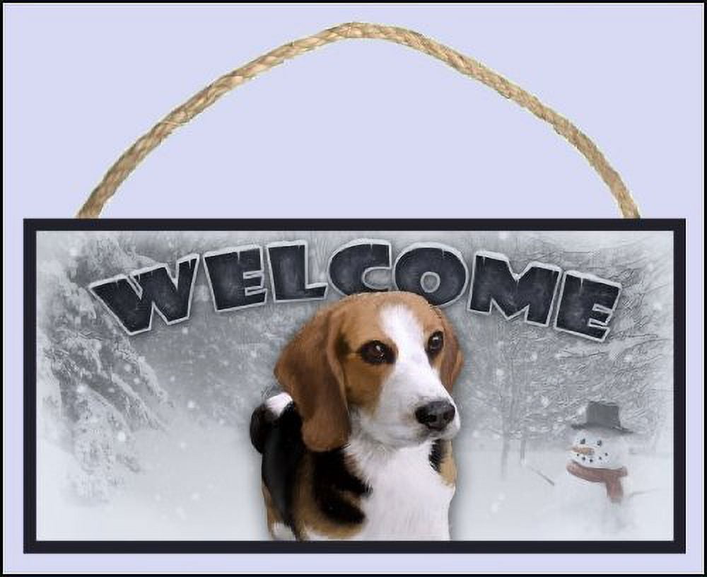 Beagle 10" x 5" Winter Welcome Sign Featuring the Art of Scott Rogers ...