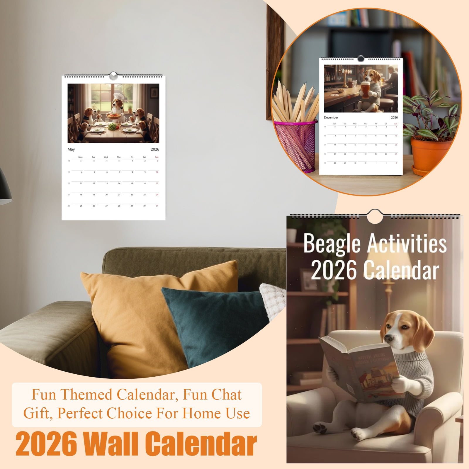 Beagle Activities 2026 Calendar – 12 Month 8.3inch Fun Themed Wall ...