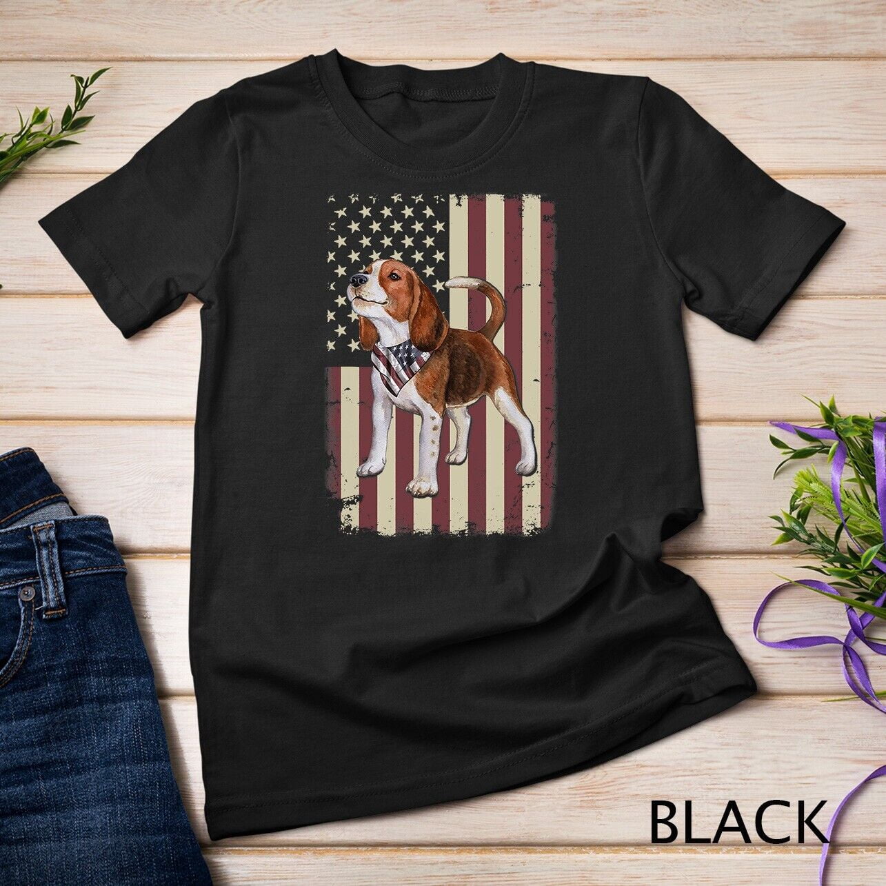 Beagle American Flag Bandana Patriotic 4Th Of July Unisex T-Shirt ...