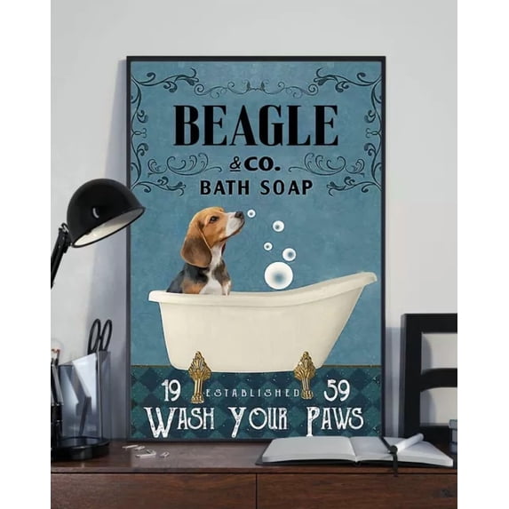 Beagle And Co Bath Soap Wash Your Paws Dog Poster Wall Art - Walmart.com