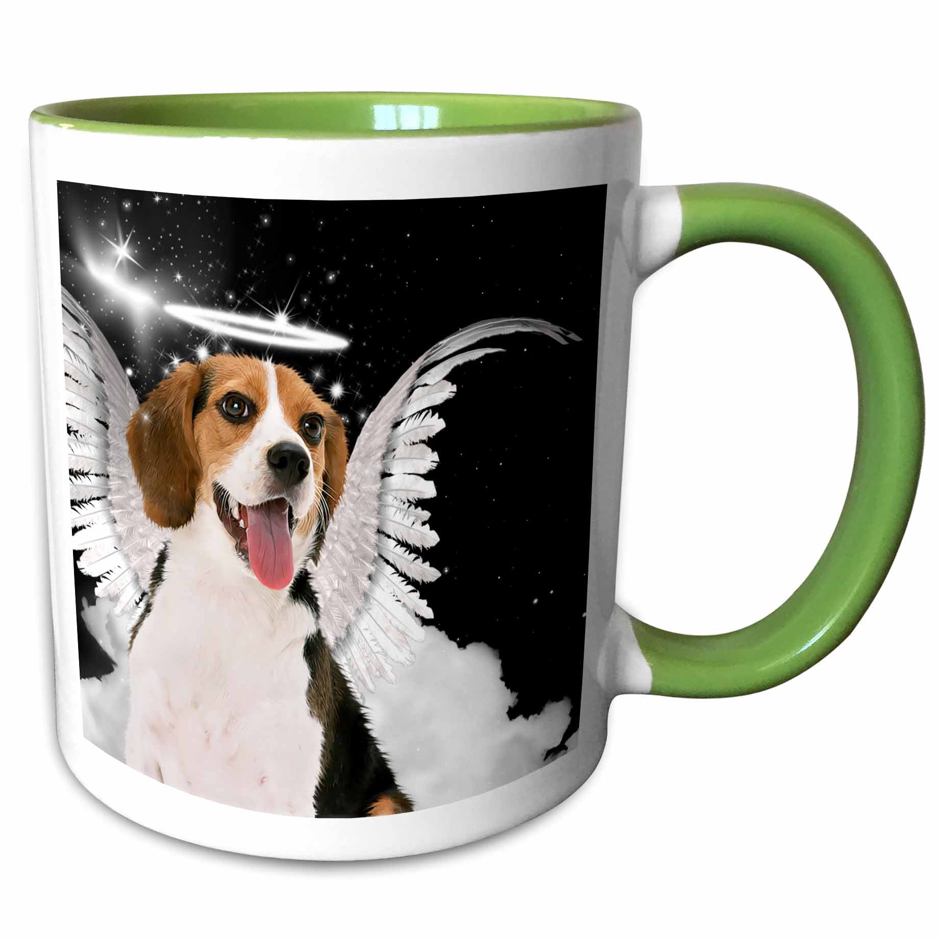 Beagle Angel Dog with clouds, a cute Halo and Angel Wings 15oz Two-Tone ...