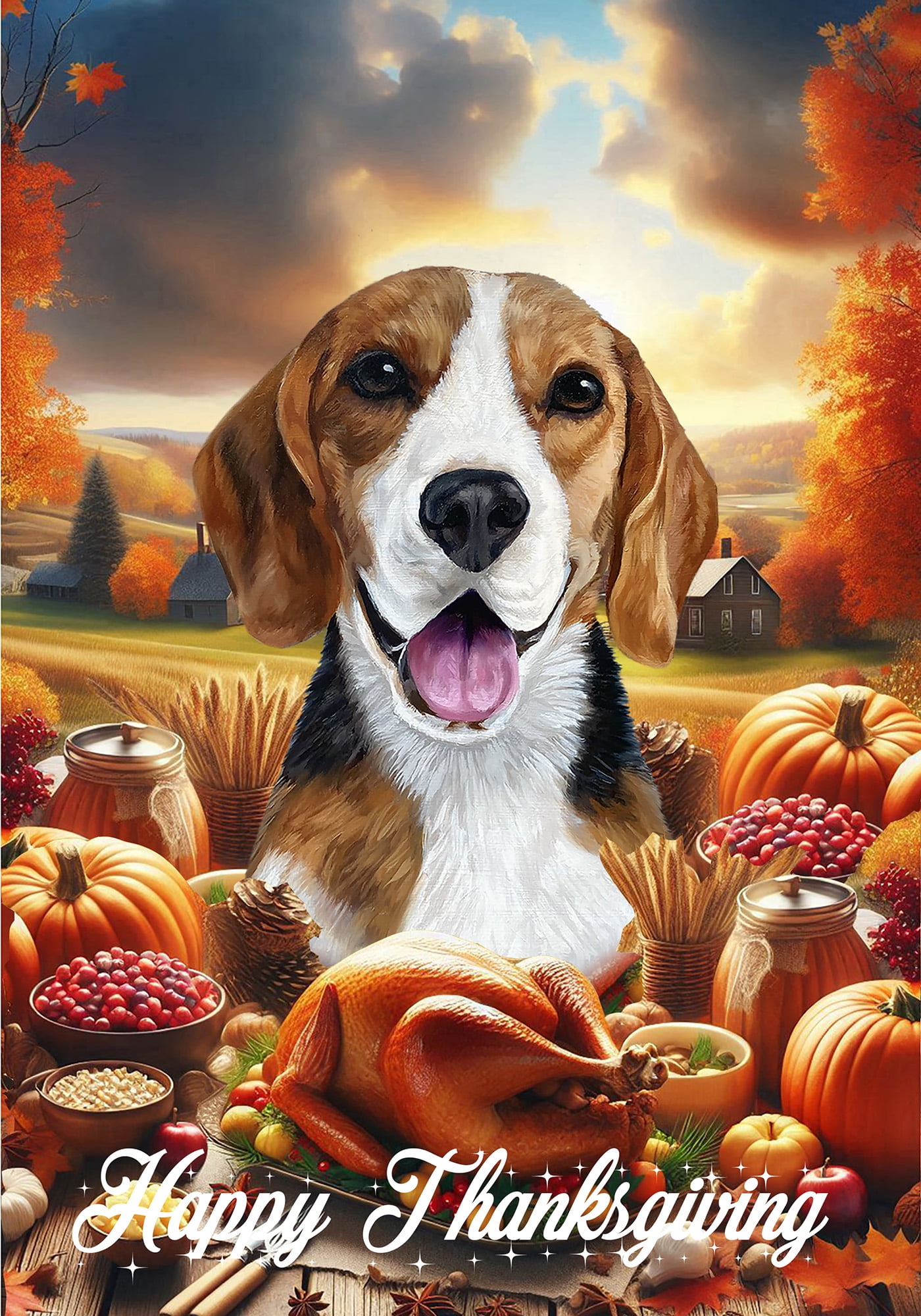 Beagle - Best of Breed Thanksgiving Outdoor Garden Flag 12" x 17 ...