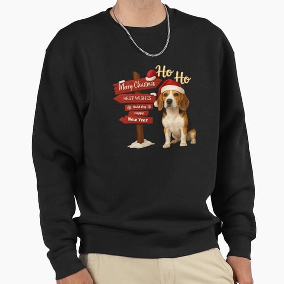 Beagle Christmas Sign Cute St. Nick Dog Graphic Unisex Sweatshirt Retro ...