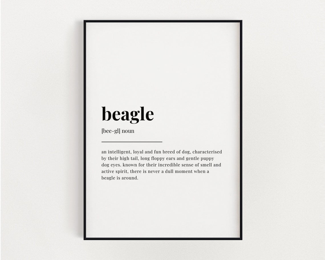 Beagle Definition Meaning, Wall Art Beagle Print, Definition Print ...