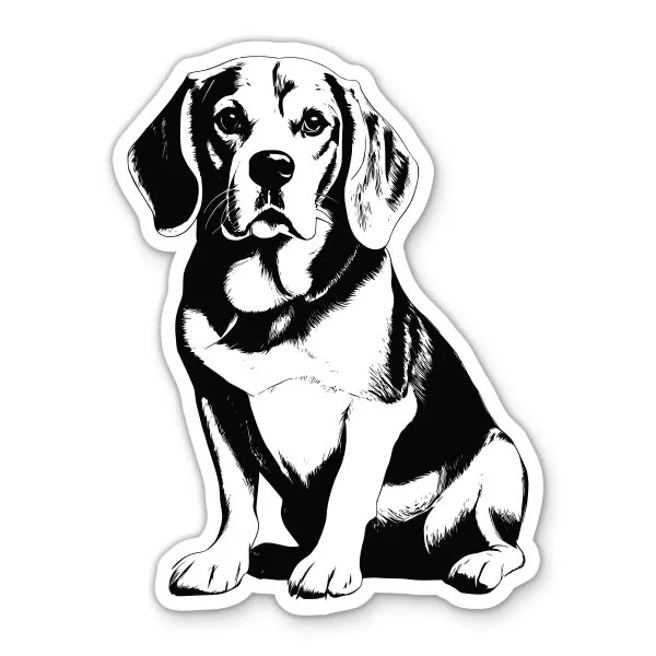 Beagle Dog Black And White Sticker Phone Decal Water Bottle Stickers ...