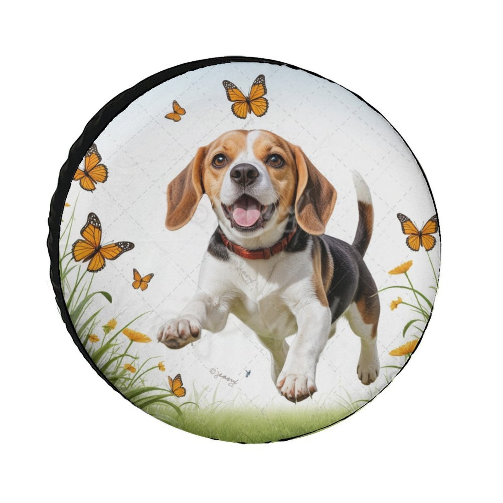 Beagle Dog With Butterfly Spare Tire Cover,Universal Wheel Tire Cover ...