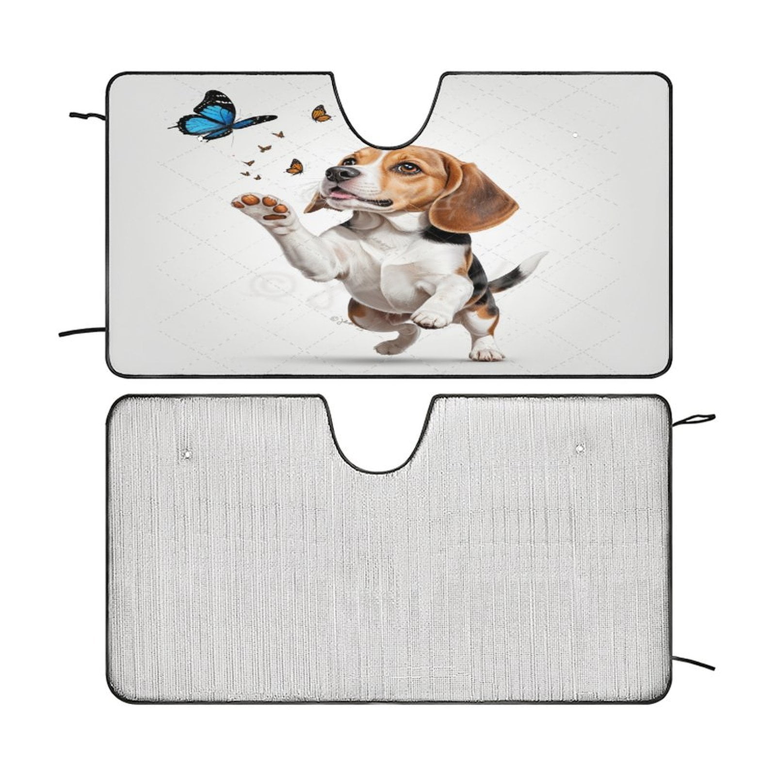 Beagle Dog With Butterfly Windshield Sun Shade Fold-able Car Front ...