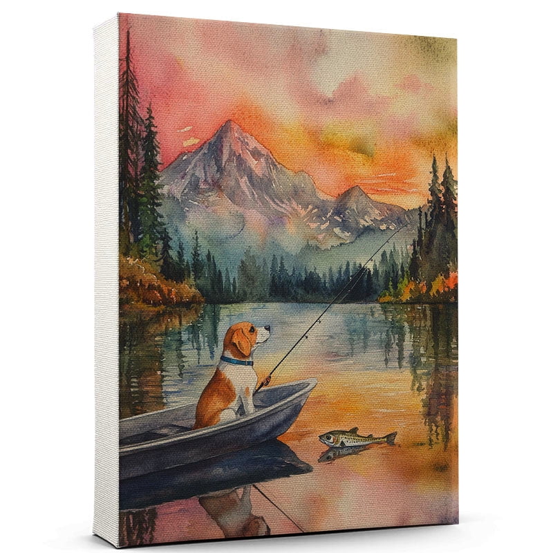 Beagle Dog Canvas Fishing Canvas – Funny Beagle Dog Canvas Artwork ...
