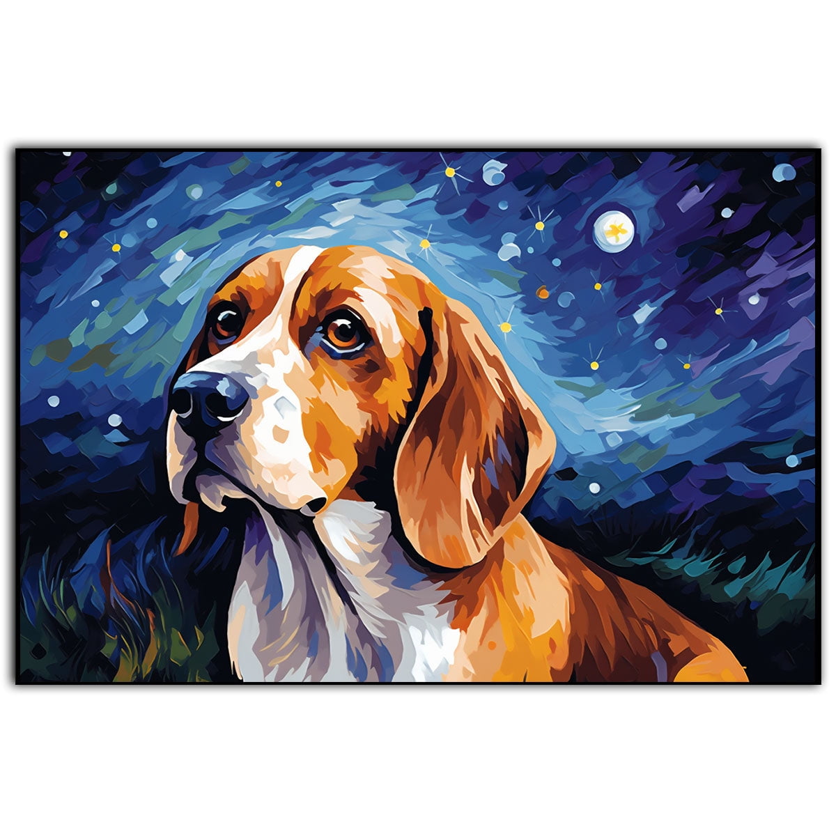 Beagle Dog Canvas Prints of Starry Night Paintings Reproduction Post ...