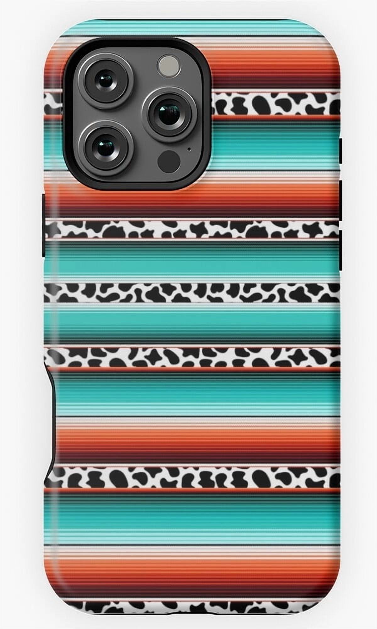 Serape Cow Print Western Phone Case for iPhone 17 16 15 14 13 12 11 Pro ...